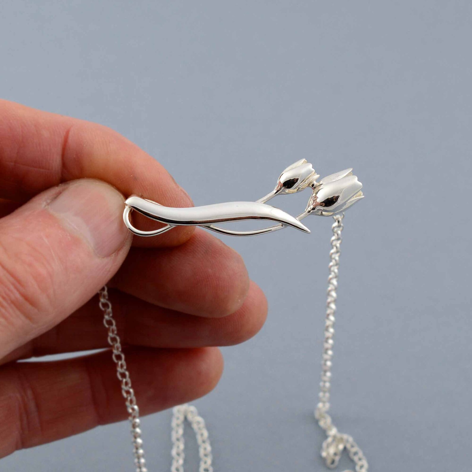 Tulip Necklace Spring Flower Necklace Made in 925 Sterling - Etsy