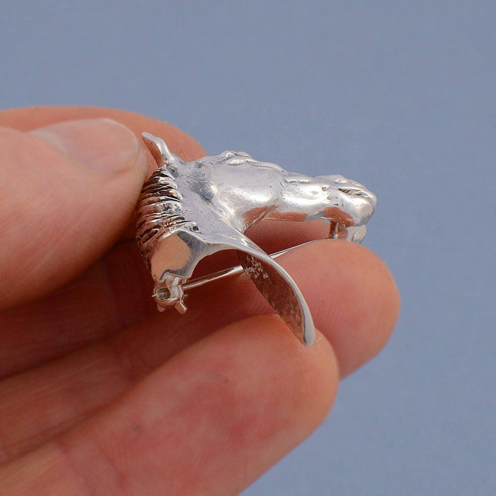 Horse Head Brooch in Solid 925 Sterling Silver - Etsy