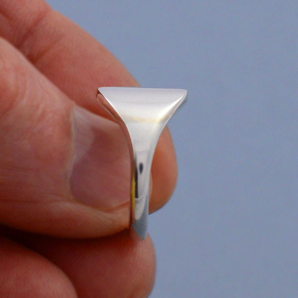 Oval signet style ring in 925 sterling silver contoured to | Etsy