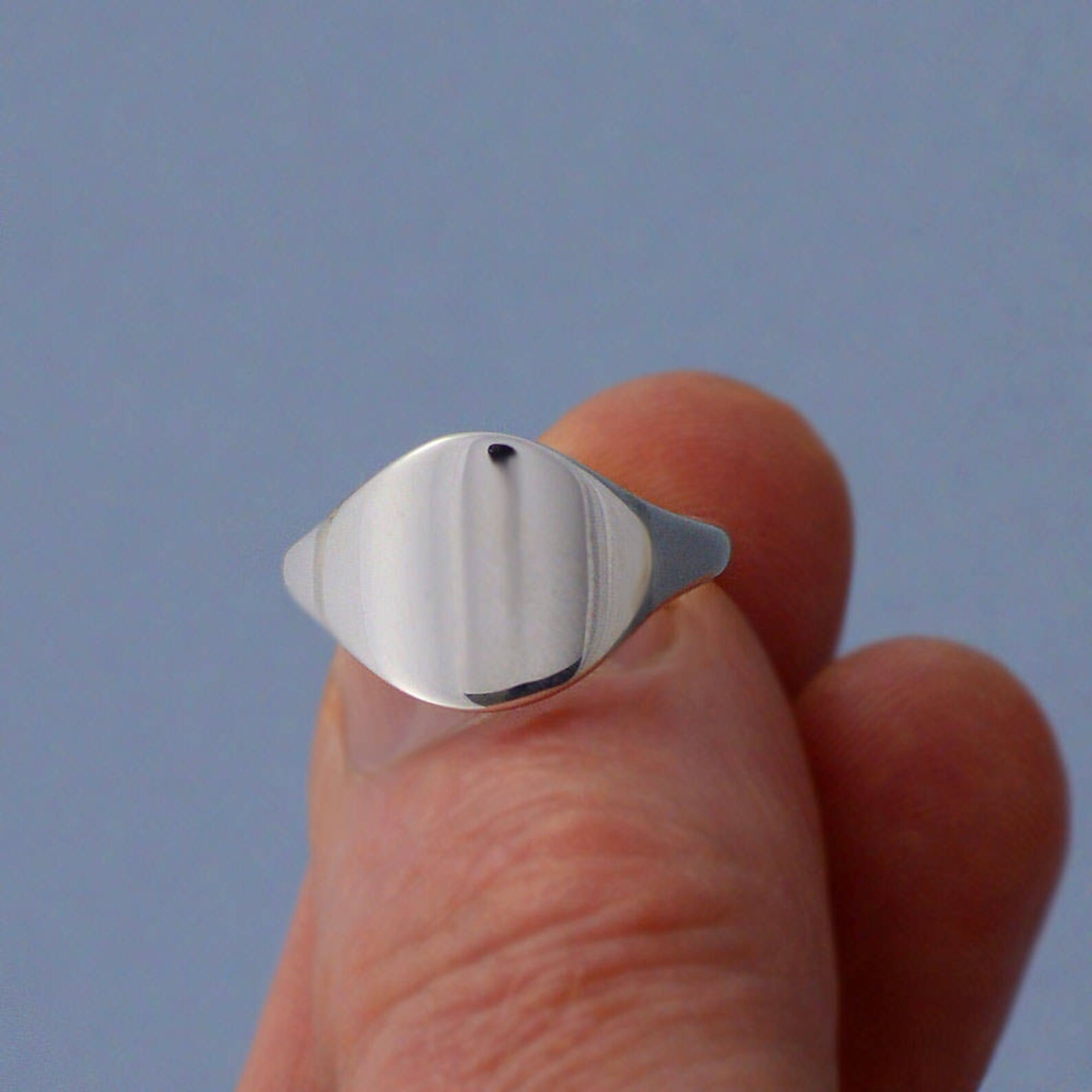 Oval signet style ring in 925 sterling silver contoured to | Etsy