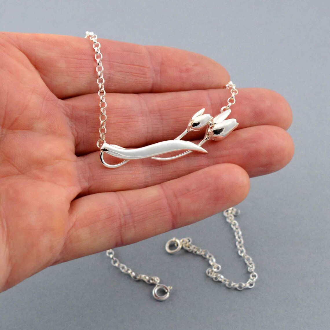 Tulip Necklace Spring Flower Necklace Made in 925 Sterling - Etsy