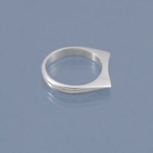 Concave Topped Elongated Ellipse Ring, Sterling Silver Ring, Geometric ...