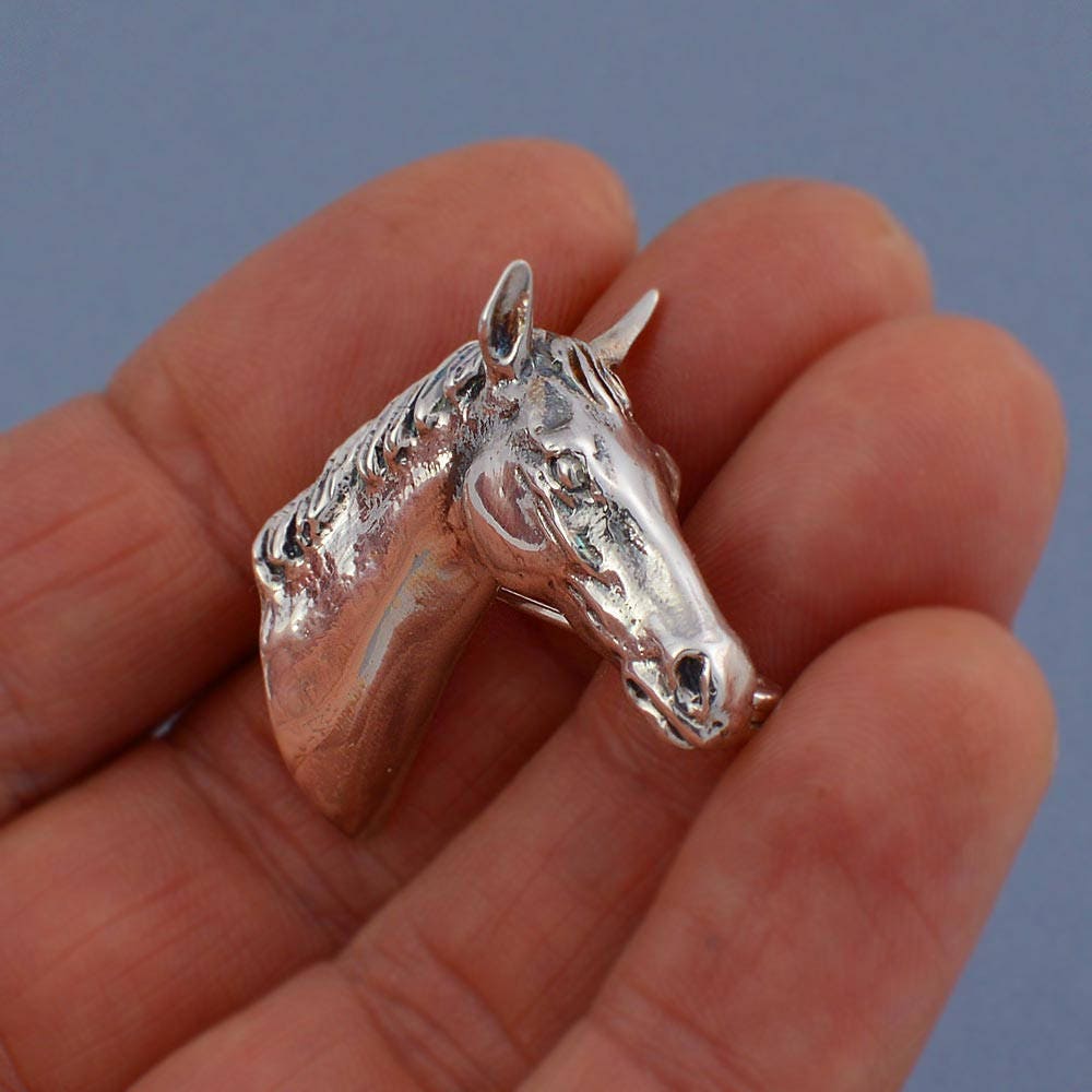 Horse Head Brooch in Solid 925 Sterling Silver - Etsy