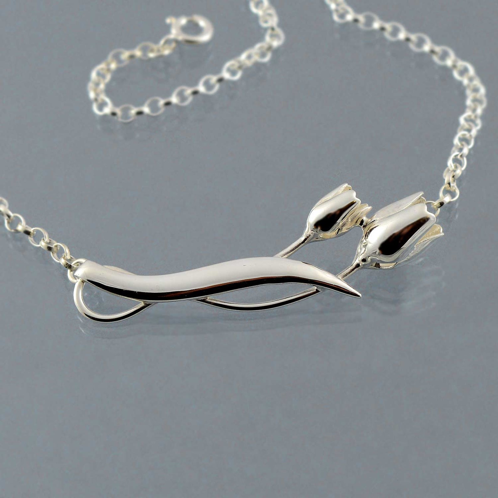 Tulip Necklace Spring Flower Necklace Made in 925 Sterling - Etsy