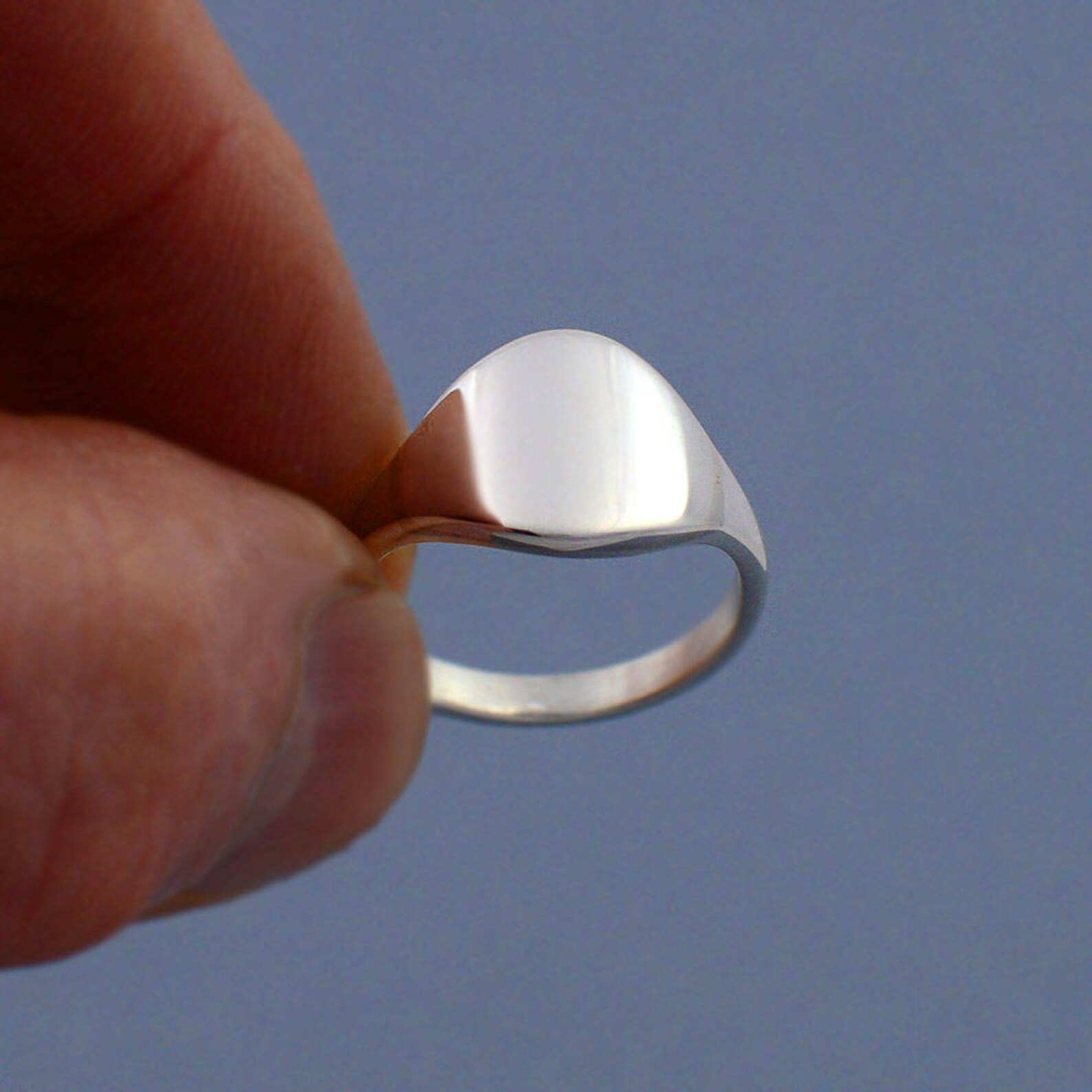Oval signet style ring in 925 sterling silver contoured to | Etsy