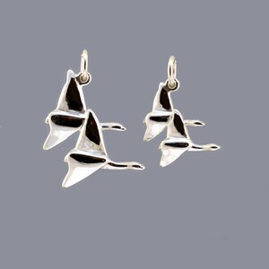 Pair of Flying Geese Pendant in 925 Sterling Silver - Etsy