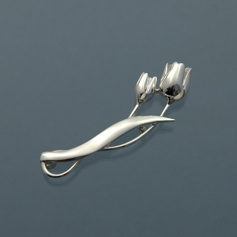 Tulip Brooch/pin Solid 925 Sterling Silver Spring Jewellery - Etsy