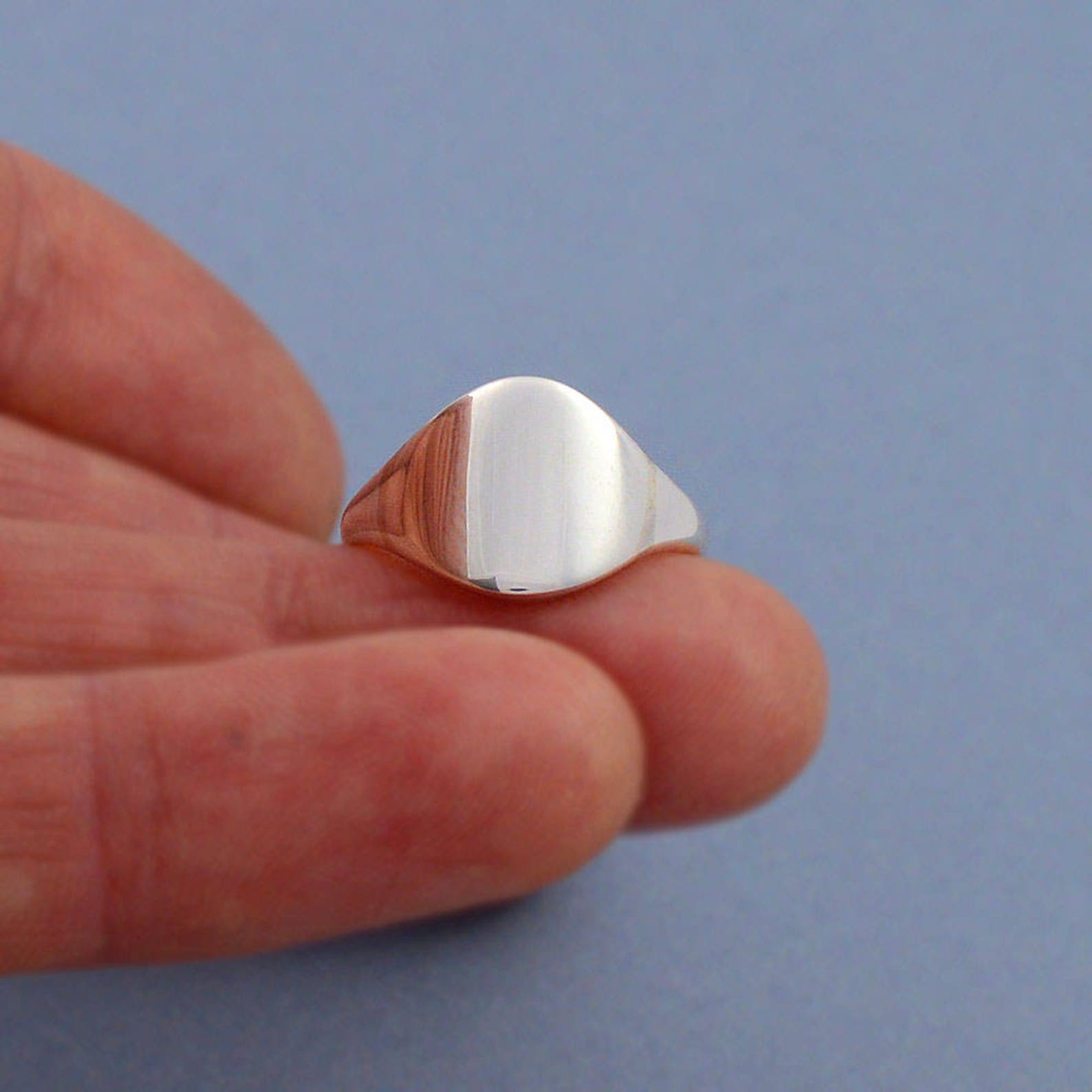 Oval signet style ring in 925 sterling silver contoured to | Etsy