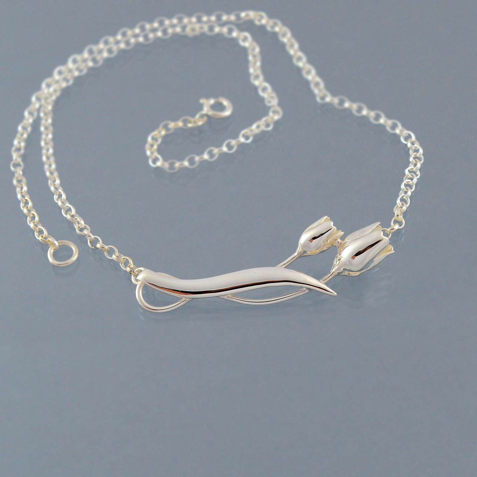 Tulip Necklace Spring Flower Necklace Made in 925 Sterling - Etsy