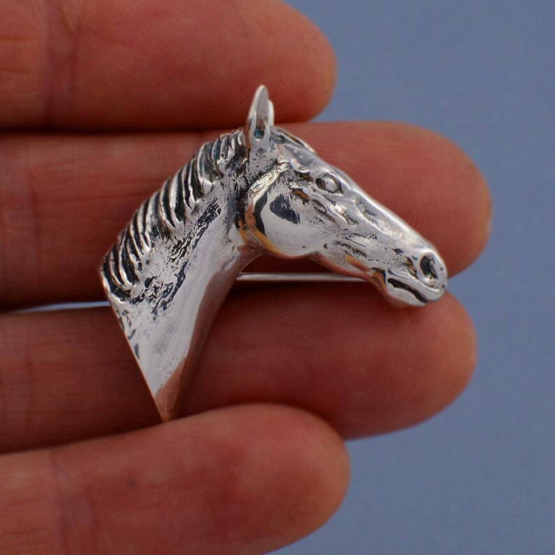 Horse Head Brooch in Solid 925 Sterling Silver - Etsy