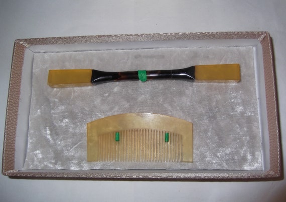Vintage Japanese Hair Koogai and Kushi Set - Gem