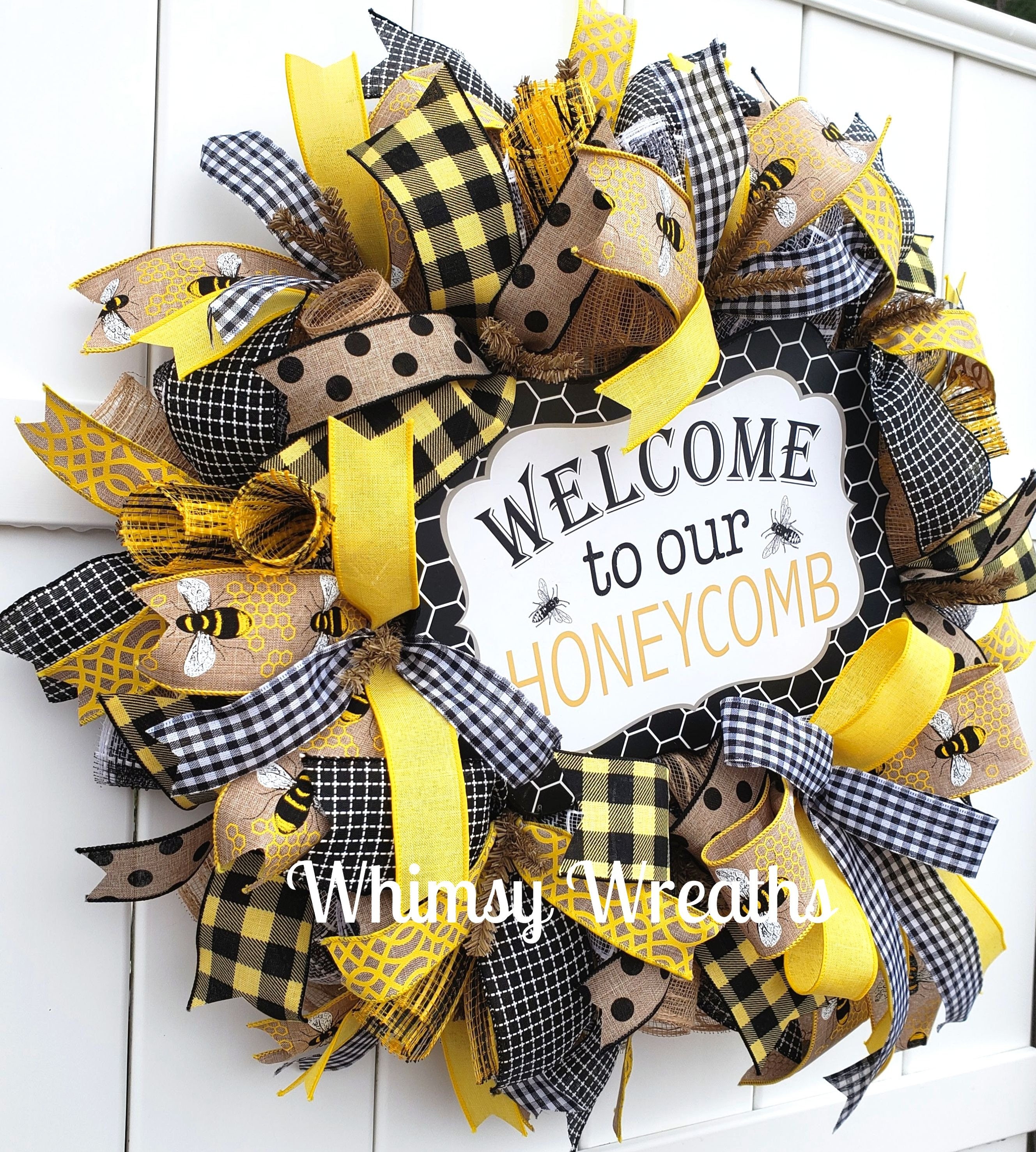 Welcome to our Honeycomb Wreath Welcome Wreath Honey Bee | Etsy
