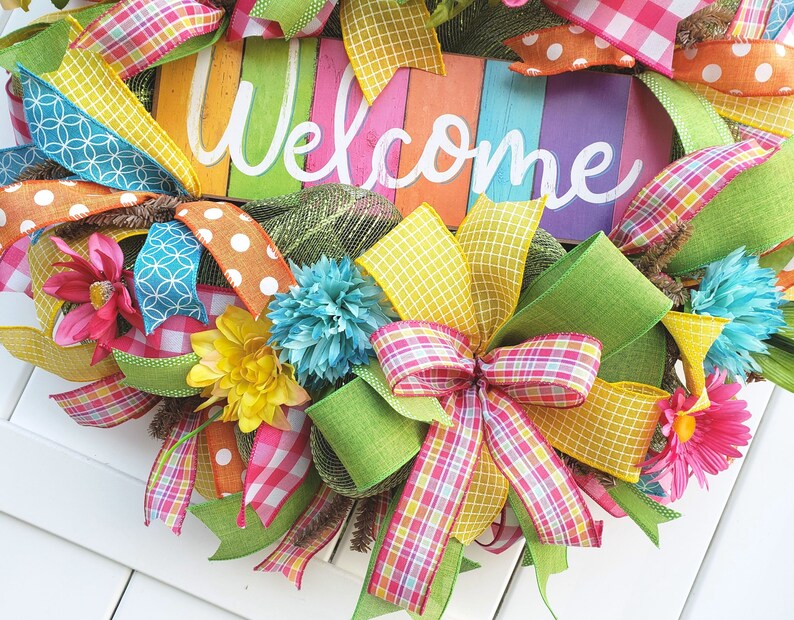 Welcome Wreath Spring Wreath Spring Welcome Wreath Summer - Etsy