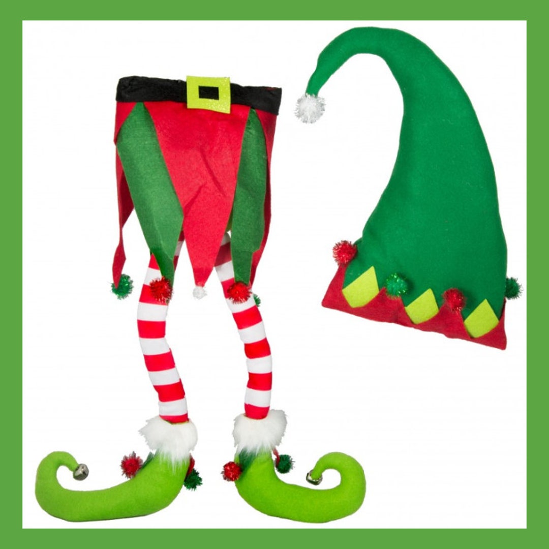 Elf Wreath Attachment, Elf Wreath Accent, Elf Hat Legs Wreath Kit, Elf ...