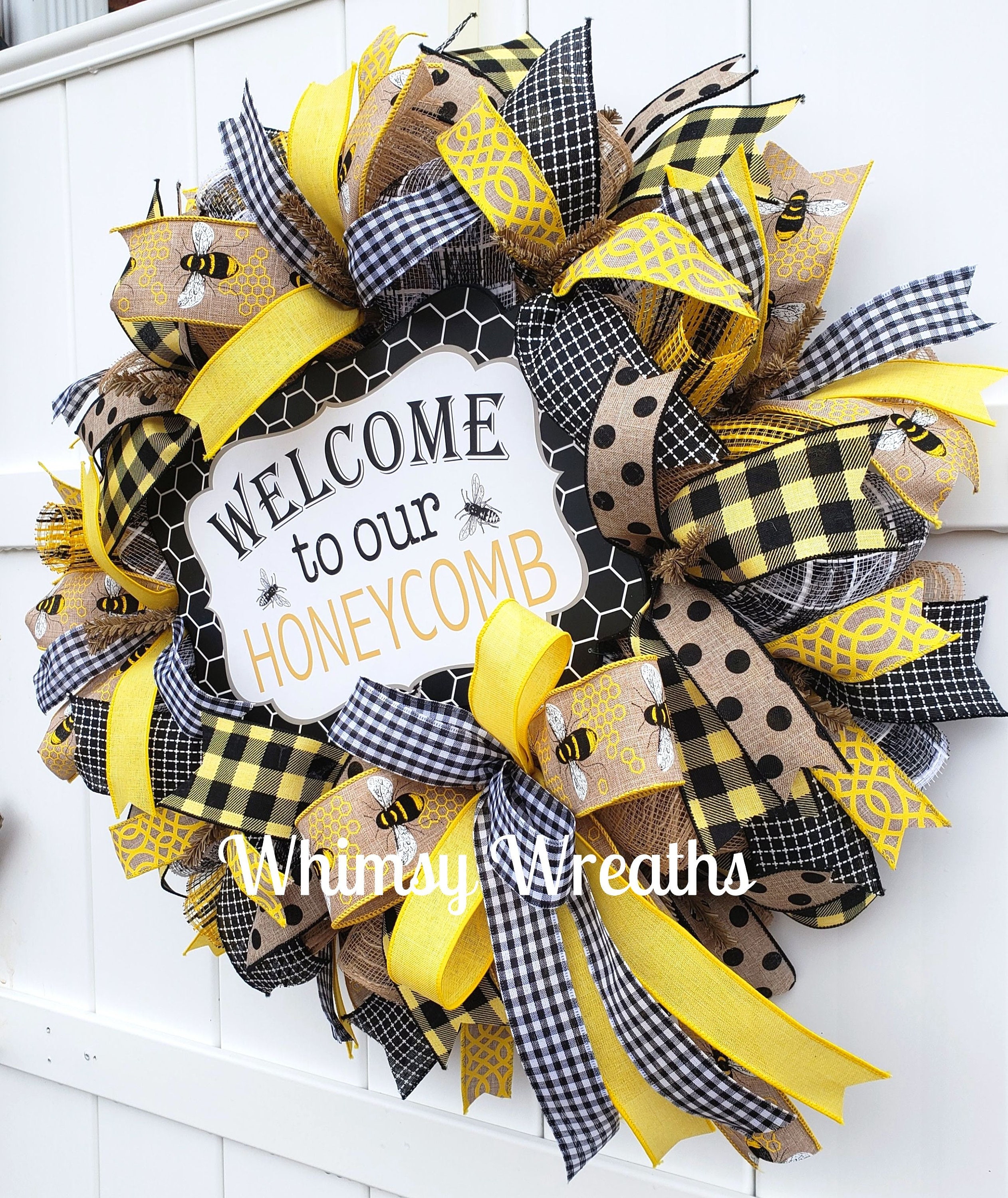Welcome to our Honeycomb Wreath Welcome Wreath Honey Bee | Etsy