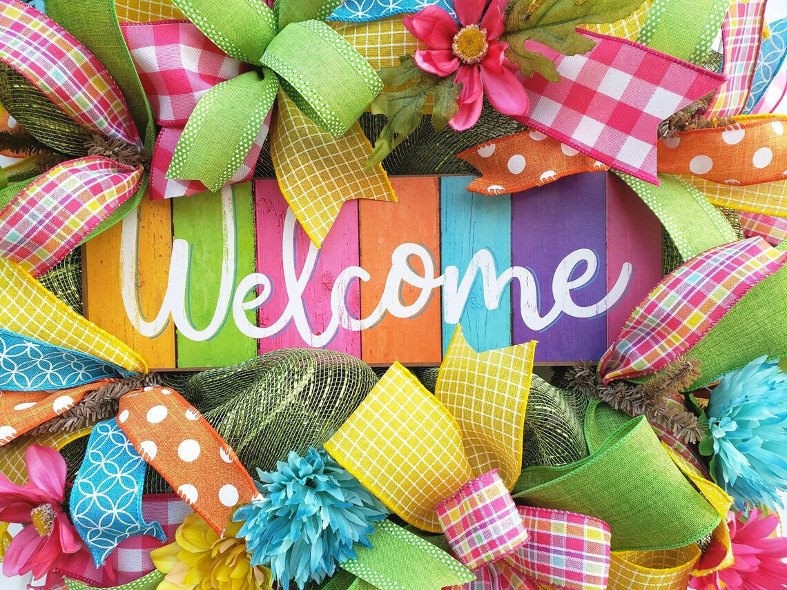 Welcome Wreath Spring Wreath Spring Welcome Wreath Summer - Etsy