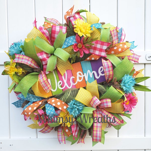 Spring Mesh Wreath - Etsy