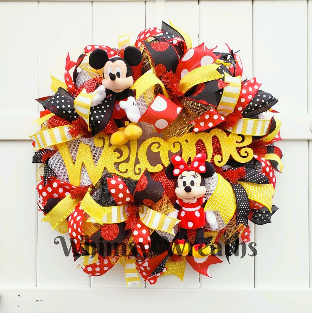 Welcome Wreath, Mouse Wreath, Character Wreath, Mouse Welcome Wreath ...