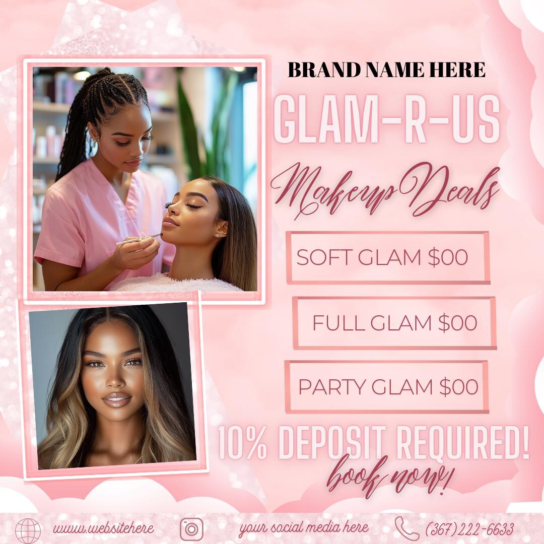 Editable Beauty Service Flyer Digital Template for Salons, Makeup ...