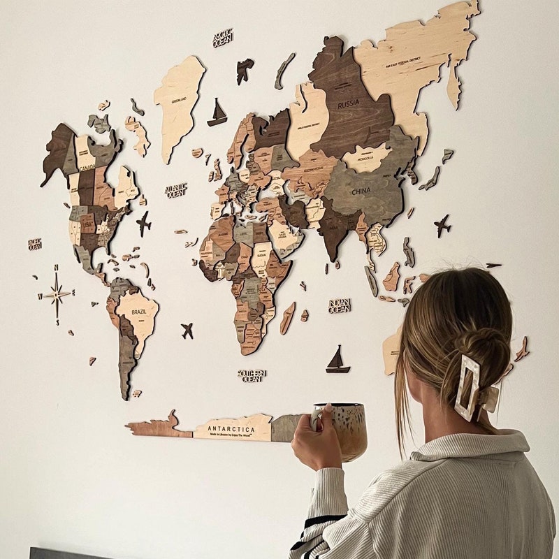 World Map Wall Art - Etsy