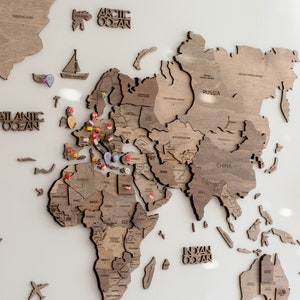 Wooden World Map Wall Art by Enjoy the Wood, Home Decor, Family Gift ...