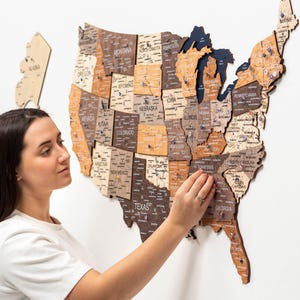 Travel Map Push Pin, US Map With LED Backlight, Home Wall Decor ...