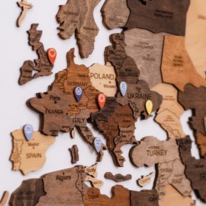 Wooden Location Stickers for World Map, Sticky Pins for Wall Map, Gift ...