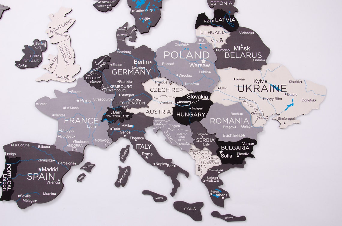 Map Europe Wooden Wall Decor Personalized Gift Travel Push Pin - Etsy