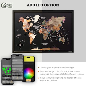 3D World Map LED Personalized Travel Map Push Pin Adventure Memory ...