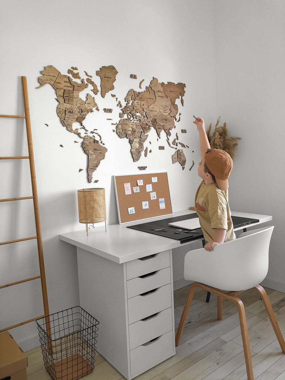 Kids Room Decor, Wood World Map Wall Art, Home Wall Decor for Office ...