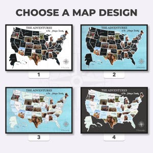 USA Photo Map, Wall Art Personalized, Panel Wall Decor, Travel Tracker ...