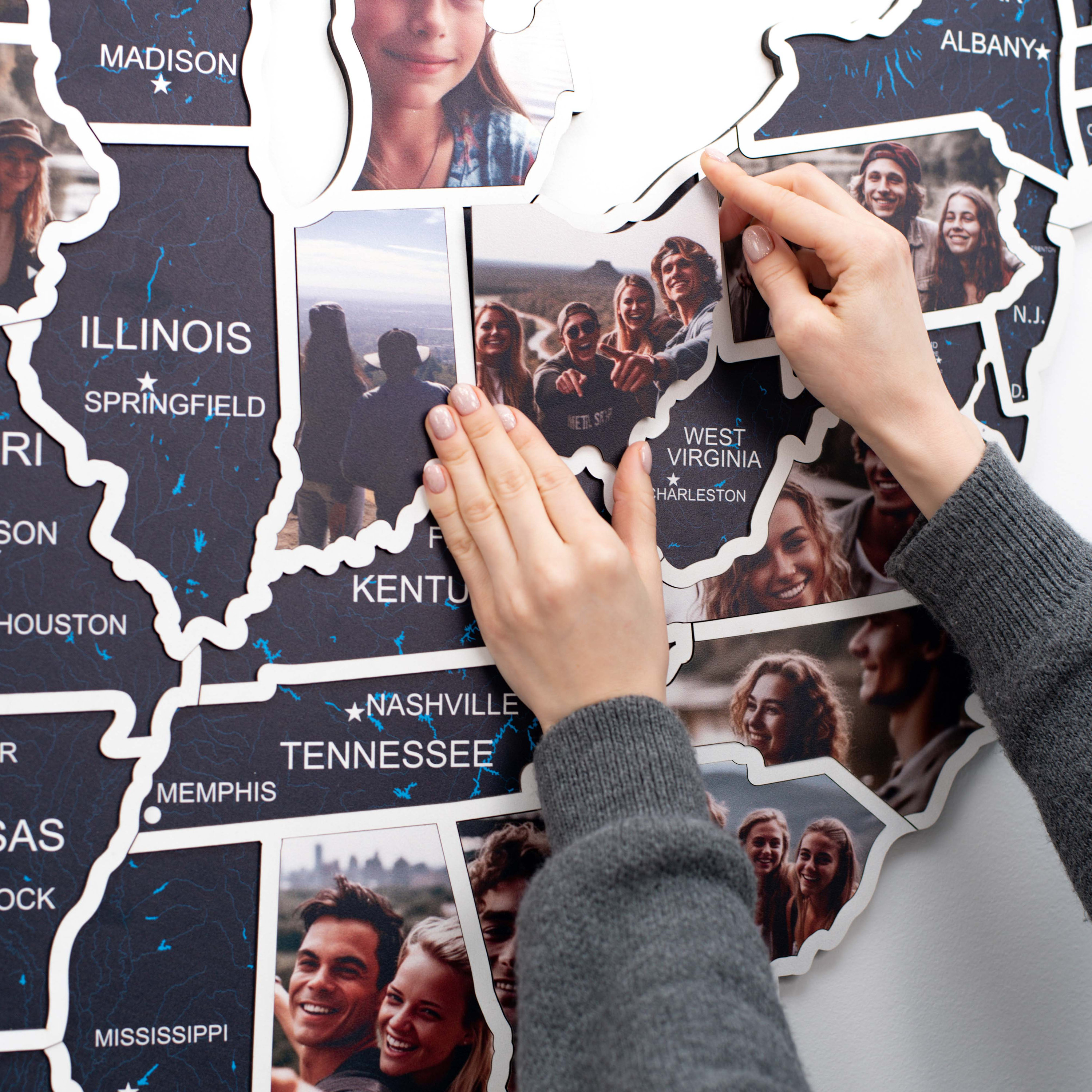 United States Map Wooden, Photo Wall Decor, Personalized Gift for ...
