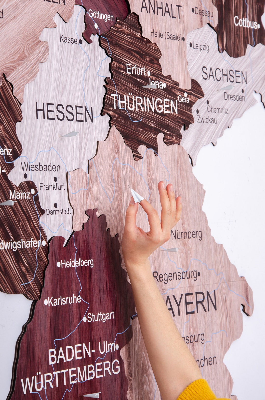 Germany Wall Map, Travel Art, Deutschland Map With Rivers and Lakes ...
