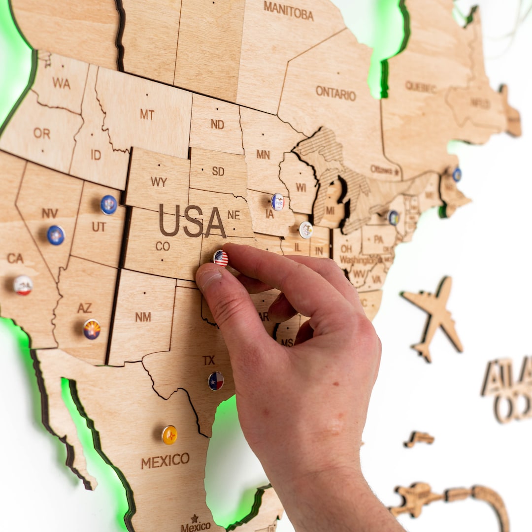 LED World Map Wall Decor, Map Wall Art, 3D World Map, Home Decor ...