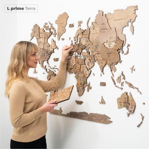 Wooden World Map Enjoy the Wood, Home Decor, World Map Wall Art, 5th ...