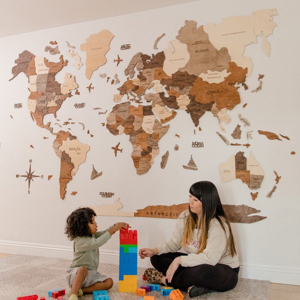 Rustic World Map - Etsy