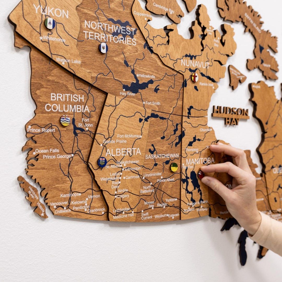 Travel Canada Map With Provinces, Cities, Rivers, and Lakes, Main Roads ...
