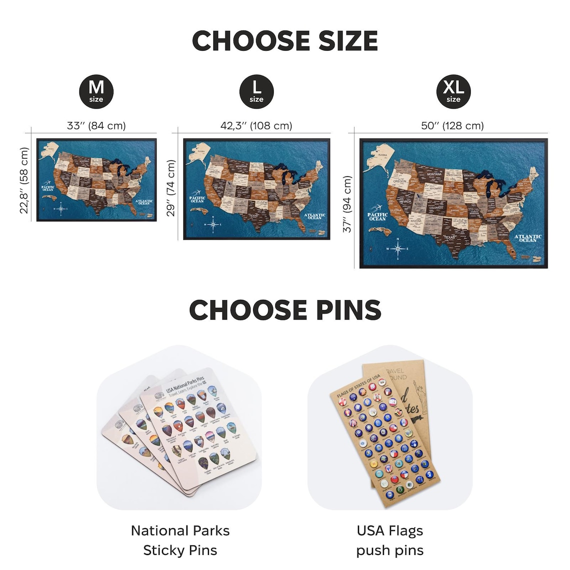 US Push Pin Map, Family Travel Map, States Visited Map, Adventures ...