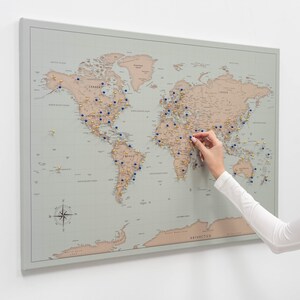 Framed World Map Canvas, Map Poster to Mark Where Places You've Been ...