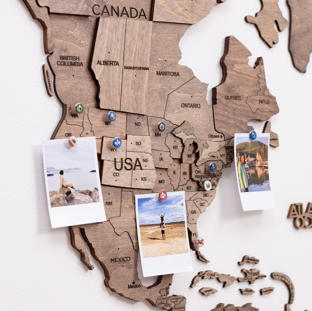 Gift for the Home, 3D World Map Wall Art, Room Wall Decor, Wooden ...