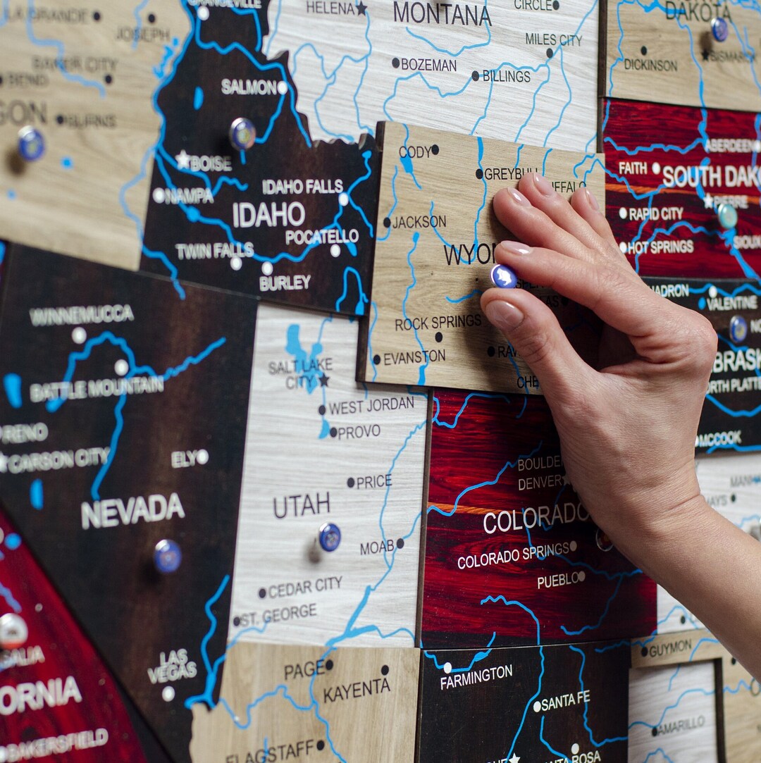 Travel Tracker Map US Map Push Pin Wall Decor Personalized - Etsy