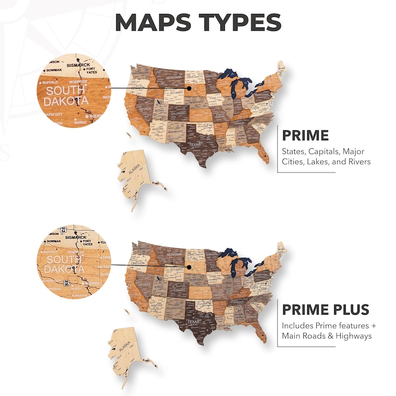 US Travel Map With Pins - Home Wall Decor - Independence Day Gifts ...