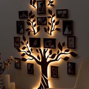 Large LED Family Tree Wall Art, Custom Family Photo Collage, Family ...