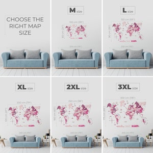 Preppy Wood Wall Decor, Modern Travel World Map, Light Pink Home Decor ...