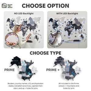 3D World Map With LED Backlight, Travel Map Push Pin, Home Decor ...