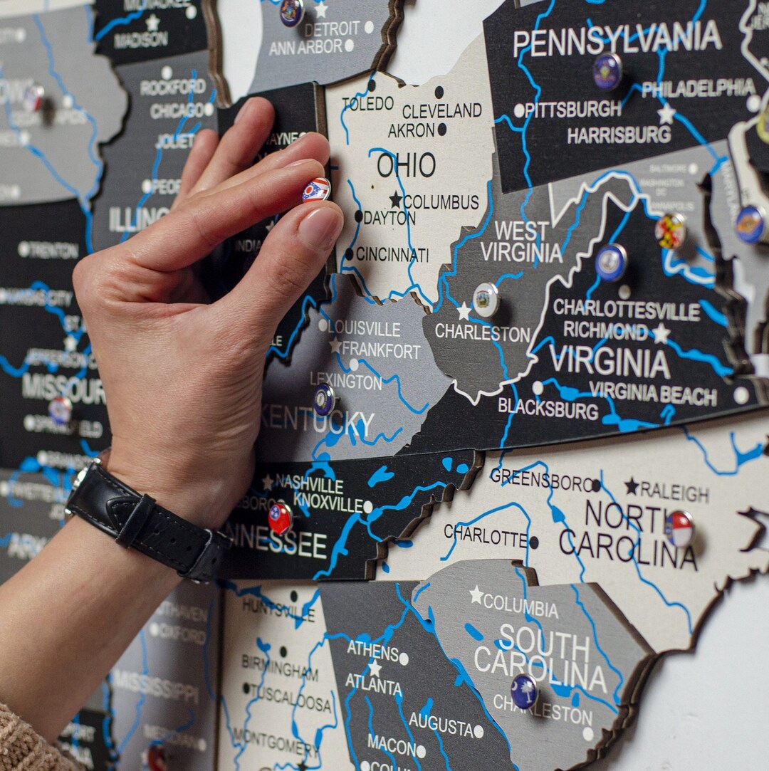 Home Decor USA Wall Map Push Pin Travel Map Wall Decor - Etsy