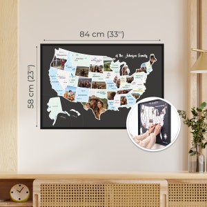 Wall Art Personalized, USA Photo Map, Panel Wall Decor, Travel Map ...