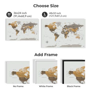 Personalized World Map Canvas, Home Decor Wall Art, Travel Tracker Map ...