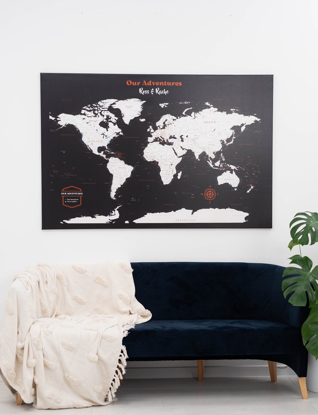 Accurate World Map Push Pins, Large Wall Travel Map Print, Detailed ...