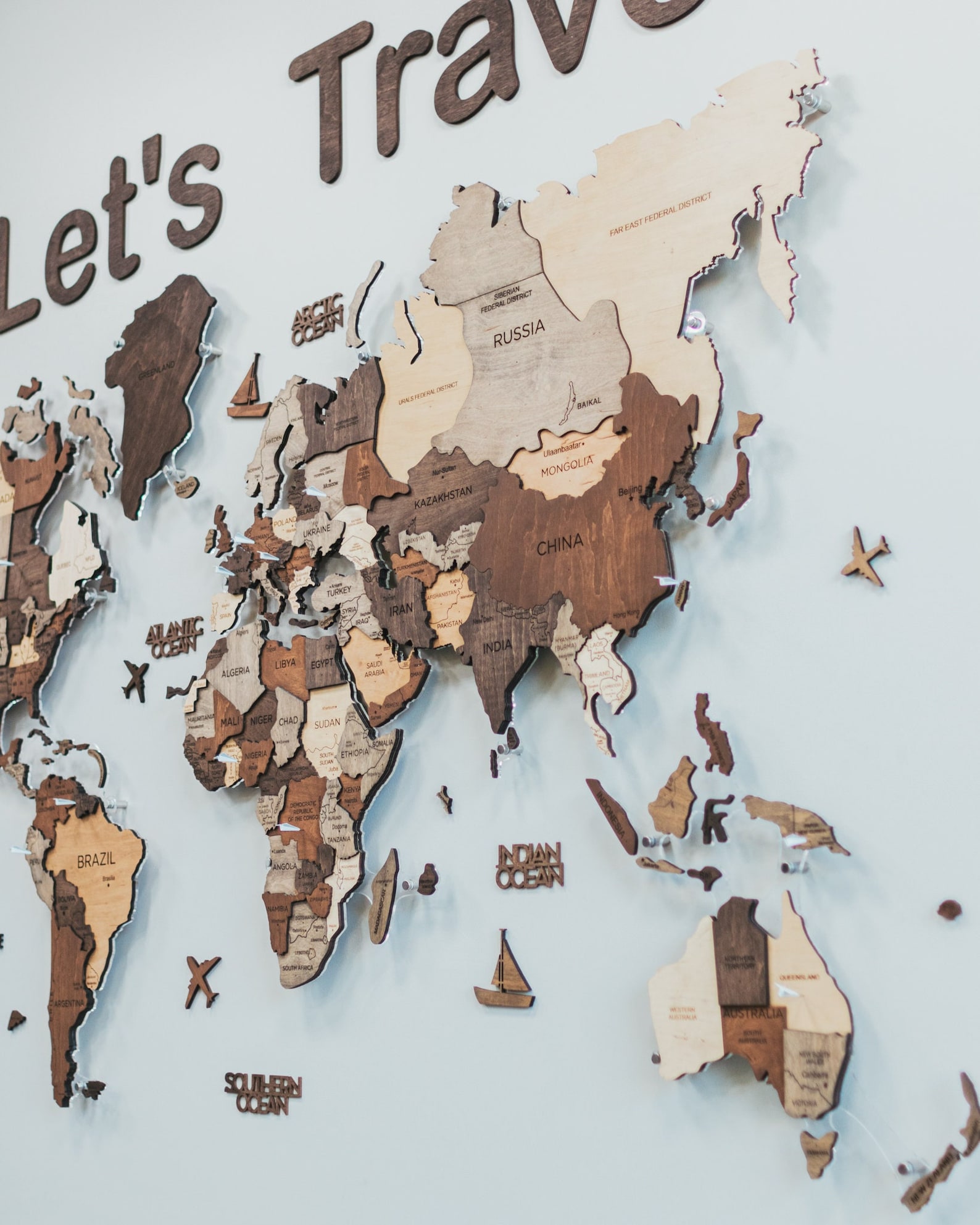 Travel World Map Home Wall Decor Large Wall Art 3D Map of - Etsy